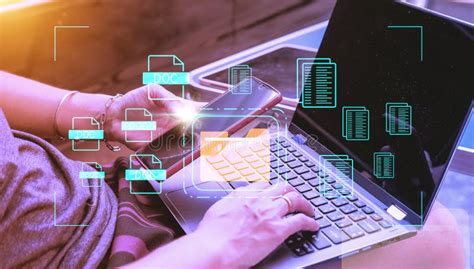 Document Management System Concept Folder And Document Icon Software Searching And Managing