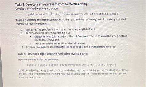 Solved Task 1 Develop A Left Recursive Method To Reverse A