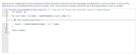 solved add a throw statement to the processnumbers function