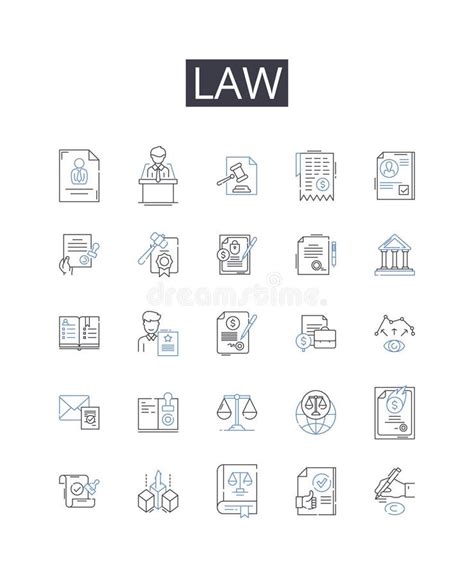 Law Line Icons Collection Justice Legislation Rulebook Statute Decree Regulation Bylaw