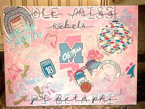 Ole Miss Pi Phi Original Canvas Painting In 2025 Dorm Canvas Art Dorm Room Paintings College