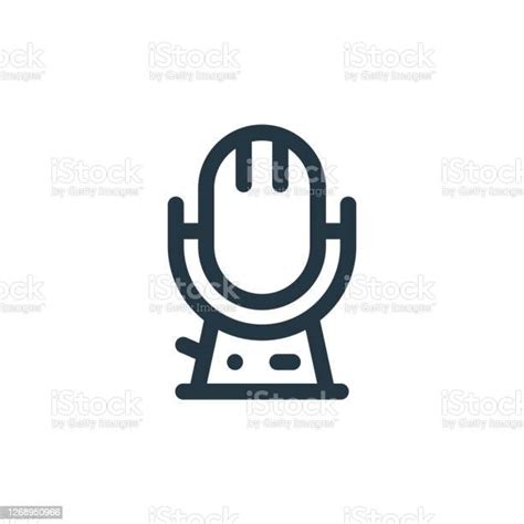 흰색 배경에서 격리된 마이크 벡터 아이콘입니다 개요 웹 사이트 디자인 및 모바일 응용 프로그램 개발을위한 얇은 라인 마이크 아이콘 얇은 선 마이크 윤곽선 아이콘 벡터