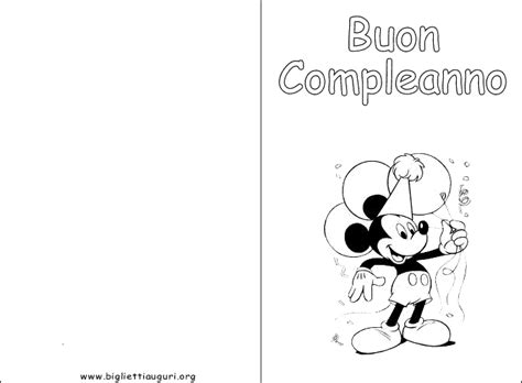 Biglietto Compleanno Biglietto Auguri Compleanno Topolino Da Colorare