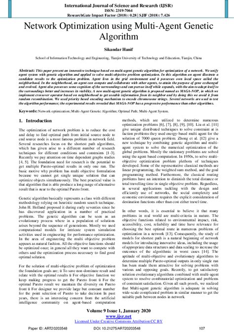Pdf Network Optimization Using Multi Agent Genetic Algorithm