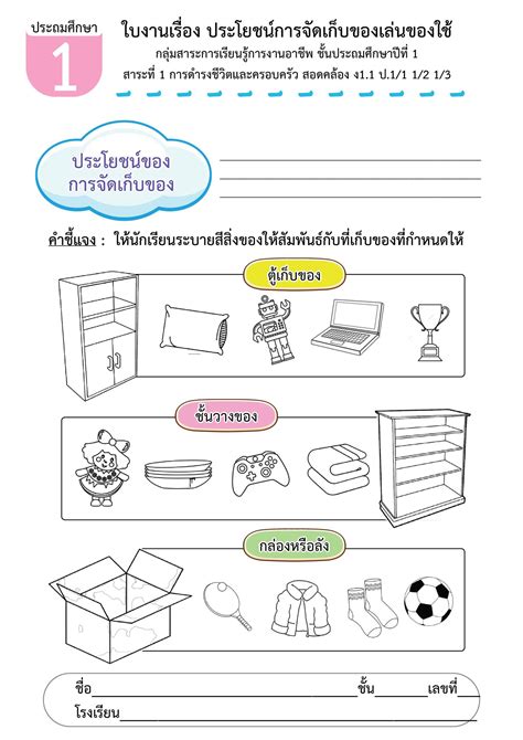 ตัวอย่าง ใบงานวิชาการงานอาชีพ ป 1 ห้องสื่อการสอนครูบาส