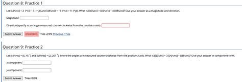 Solved Question 8 Practice 1 Let A Vec 2 3 Chegg Com