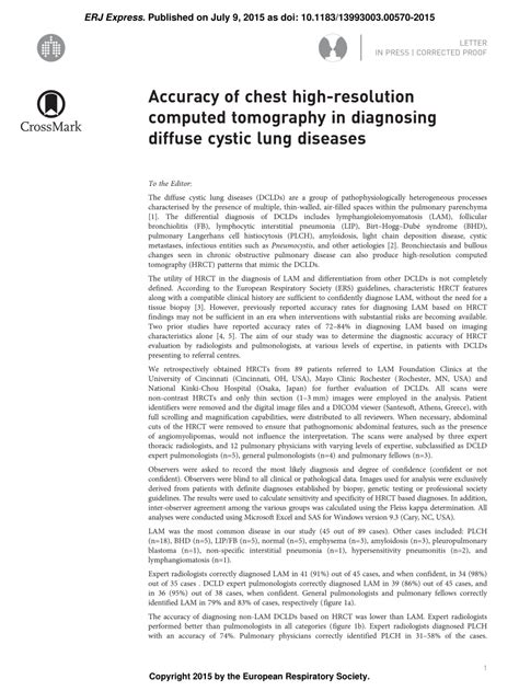 Pdf Accuracy Of Chest High Resolution Computed Tomography In