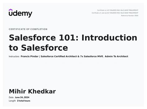 Mihir Khedkar On Linkedin Check Out This Certificate I Got For Salesforce 101 Introduction To…