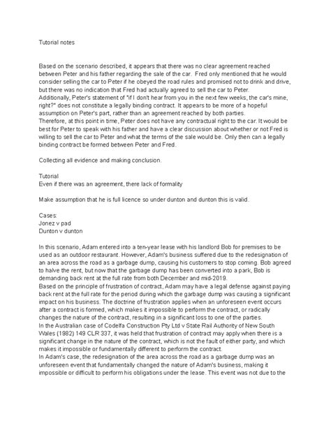 Claws 1001 Tutorial Notes Tutorial Notes Based On The Scenario Described It Appears That