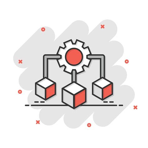Api Technology Icon In Comic Style Algorithm Cartoon Vector