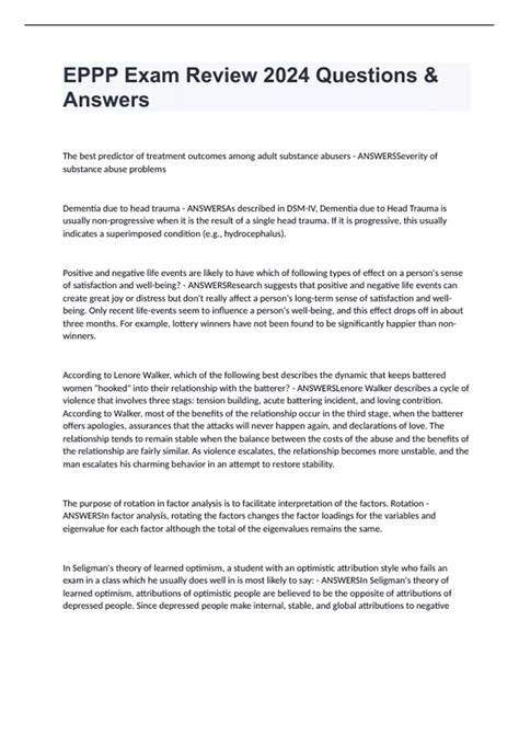 Eppp Exam Review 2024 Questions And Answers Eppp Stuvia Us