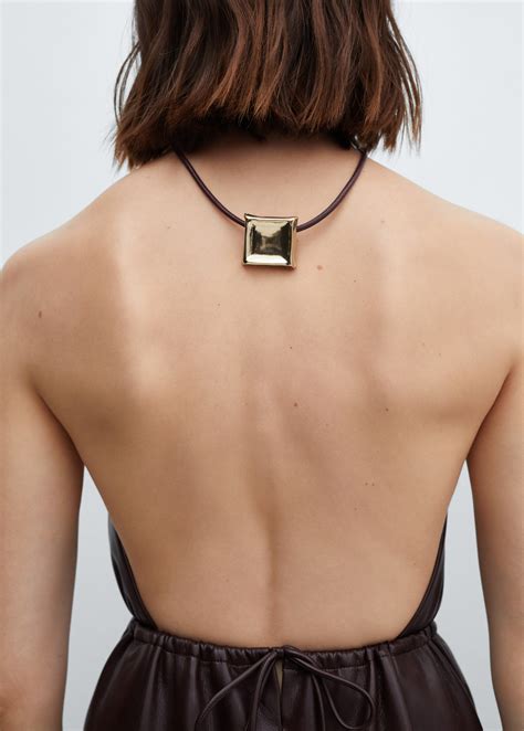 Leather Cord Necklace Woman Mango Usa
