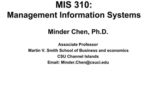 PPT MIS 310 Management Information Systems PowerPoint Presentation Free Download ID 608724