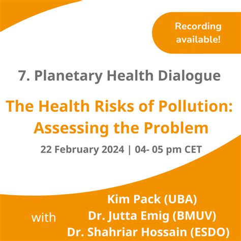 Recording Planetary Health Dialogue The Health Risks Of Pollution