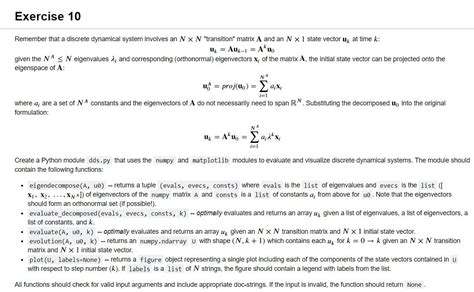 exercise 10 remember that a discrete dynamical system