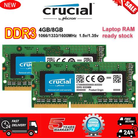 Crucial Laptop Ram Ddr3ddr3l 8gb 4gb 1333mhz 1600mhz 1066mhz Sodimm