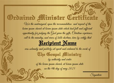 Printable Ordination Certificate Design Editable Ordination Certifi