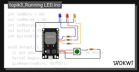 Topik3 Running LED Ino Wokwi ESP32 STM32 Arduino Simulator