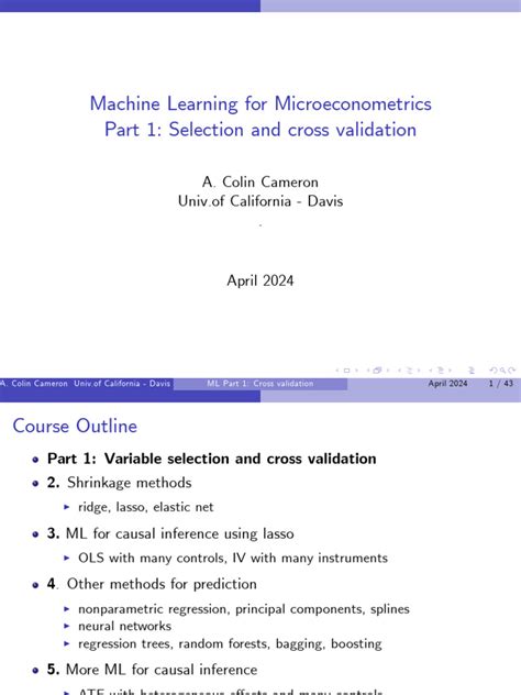 Ml 2024 Part1 Crossvalidation Pdf Cross Validation Statistics