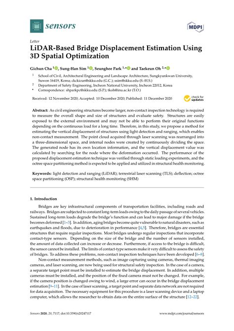 Pdf Lidar Based Bridge Displacement Estimation Using 3d Spatial