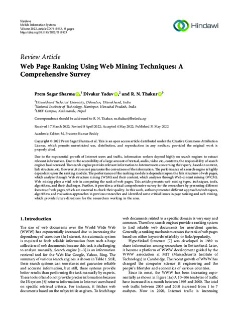 Pdf Web Page Ranking Using Web Mining Techniques A Comprehensive Survey