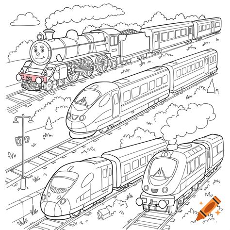 Black And White Train Coloring Pages