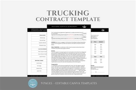 Editable Trucking Contract Template Professional Trucking Service