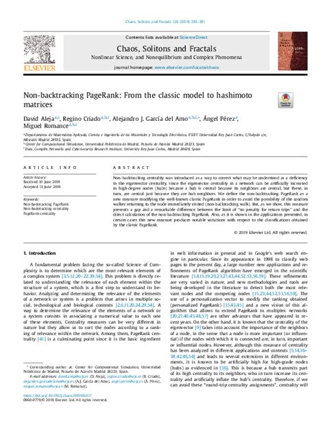 Pdf Non Backtracking Pagerank From The Classic Model To Hashimoto