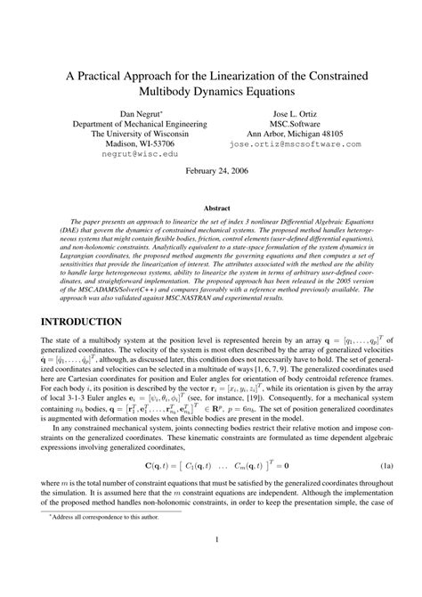 Pdf A Practical Approach For The Linearization Of The Constrained