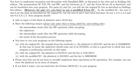 Solved You Have To Implement Encryption And Decryption With