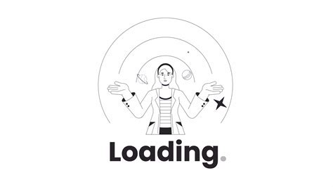 Rocket Scientist Presenting Orbit Planets Bw Loading Animation Female