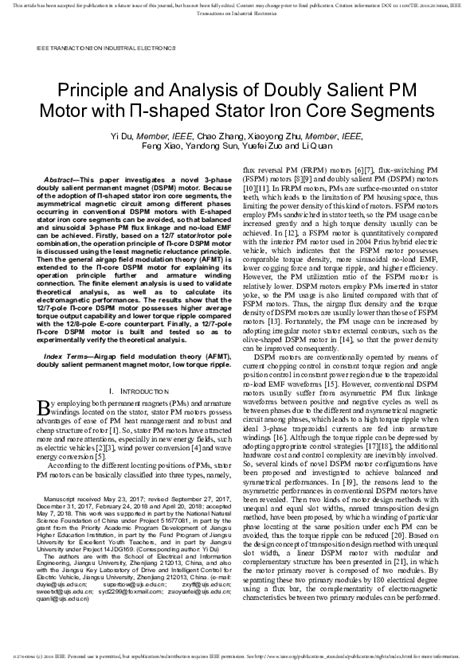 Pdf Principle And Analysis Of Doubly Salient Pm Motor With Π Shaped Stator Iron Core Segments