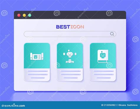 Set Disassembled Robot Robot Blueprint And User Manual Icon Vector