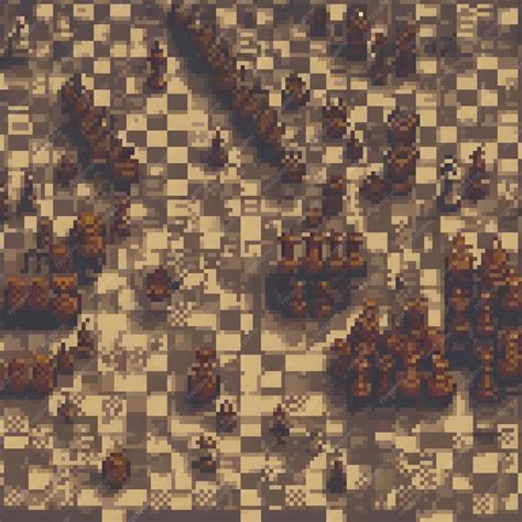 Pixel Art Chess Board With Classic Chess Pieces Premium Ai Generated