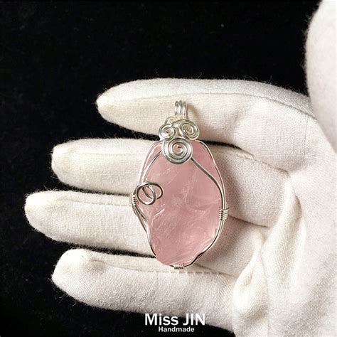 Miss JIN天然马达加斯加粉晶原石吊坠粉晶手串手链招桃花旺人缘 虎窝淘