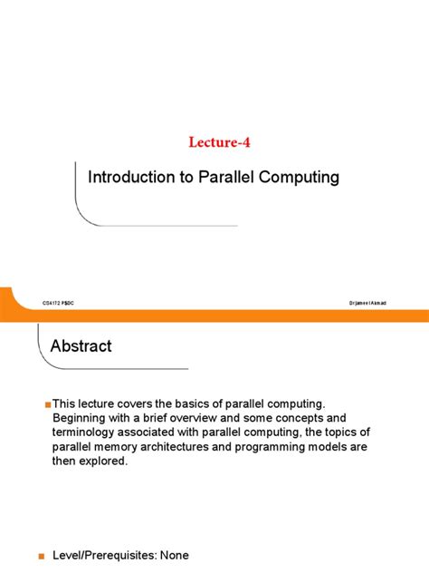 Lecture 4 Parallel Hardware Jameel Nnl Pdf Parallel Computing Central Processing Unit