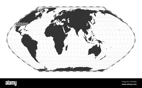 Vector World Map Eckert Vi Projection Plain World Geographical Map With Latitude And Longitude