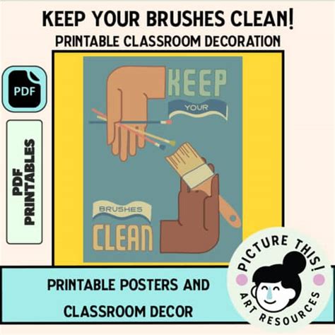 Printable Poster Vintage Style Brushes Clean Art Class Organization