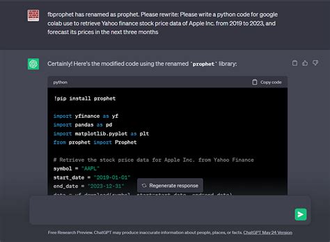 coding by chatgpt — an asset price forecasting program on colab by proptech ecyy medium