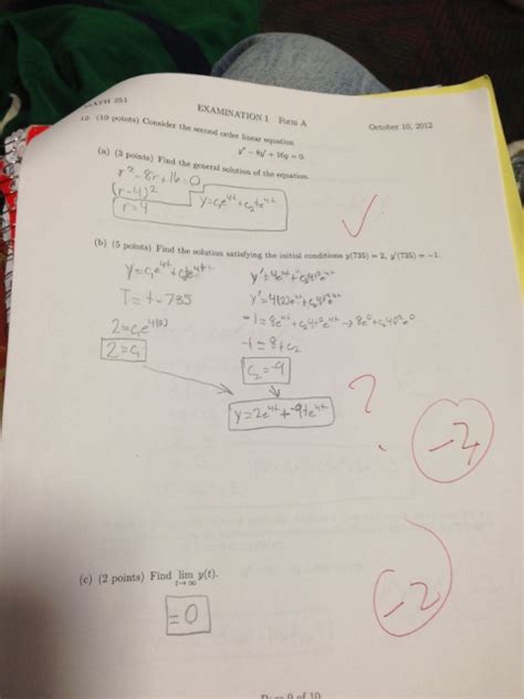 Solved Consider The Second Order Linear Equation Y 8y