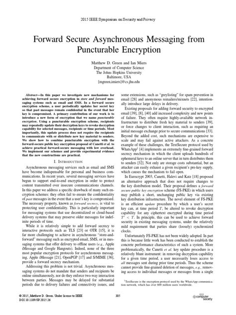 Forward Secure Asynchronous Messaging From Puncturable Encryption Pdf Cryptography Public