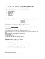CS Fall Practice Problems And Solutions Problem Course Hero