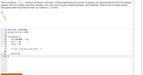 Print Numbers 012usernum As Shown With Each