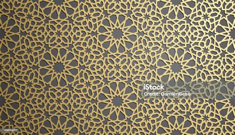 이슬람 장식 벡터 페르시아어 모티프 3d 라마단 이슬람 둥근 패턴 요소 기하학적 원형 장식 아랍어 기호 벡터 골드 배경 0명에