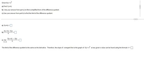 Solved Given F X X2 A Find F X H B Use Your Answer From Chegg Com