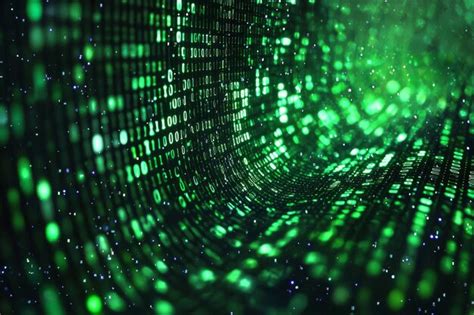 Green Dark Binary Code With Data Streaming Background Created With