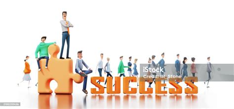 전문 인력 팀은 큰 퍼즐 조각 배경에서 걷는 사람들의 흐림에 머물러 있습니다 복사 공간이 있는 흰색의 3d 렌더링 그림 개념에 대한 스톡 사진 및 기타 이미지 Istock