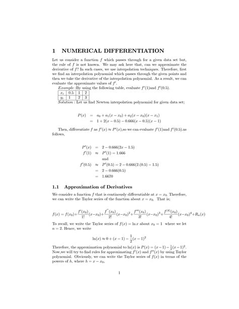 Solution Numerical Analysis Differentiationintegration Studypool Solution Numerical Analysis Differentiationintegration Studypool