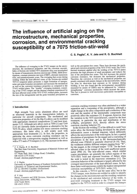 Pdf The Influence Of Artificial Aging On The Microstructure