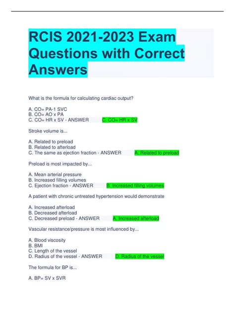 Rcis Exam Questions With Correct Answers Rcis Stuvia Us